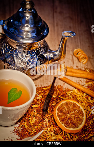 tea time set with flavors on wooden background Stock Photo - Alamy