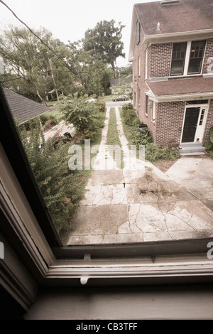View of a neighboring house through a window Stock Photo - Alamy
