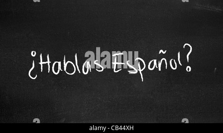 Chalkboard - Hablas Espanol Stock Photo - Alamy