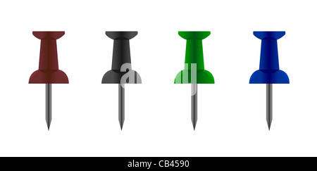 Vector realistic illustration of push pin collection Stock Photo - Alamy