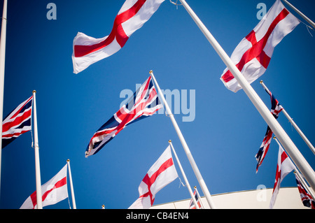 union jack / st george's cross pennant flag rippling in the wind Stock ...