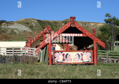 Maori carving in a marae meeting house - Waitangi, Northland, New ...