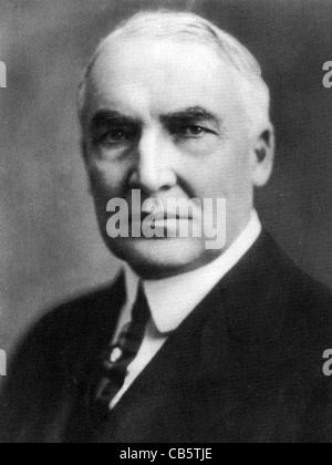 President Warren Harding (1865-1923) wearing ceremonial hat of a ...