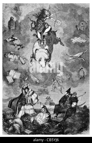 Cartoon illustration of Fantasy Wizard with Magic Wand Casting a Spell ...