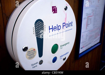 Railway station help point for emergency or information Stock Photo - Alamy
