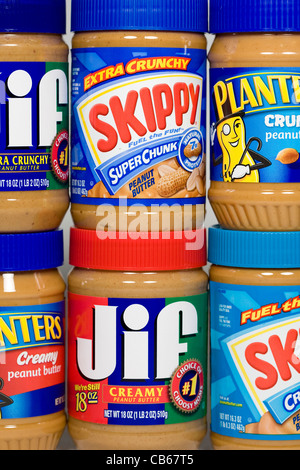 Jars of Skippy, Jif, Planters and Peter Pan Peanut Butter Stock Photo ...