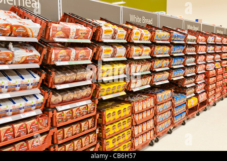 Loaves of bread in a uk supermarket Stock Photo - Alamy