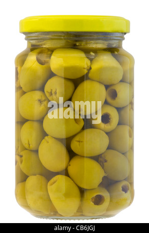 Green olives preserved in jar, preserve Stock Photo - Alamy