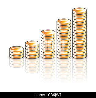 Stack of generic gold coins isolated on white background. 3D ...