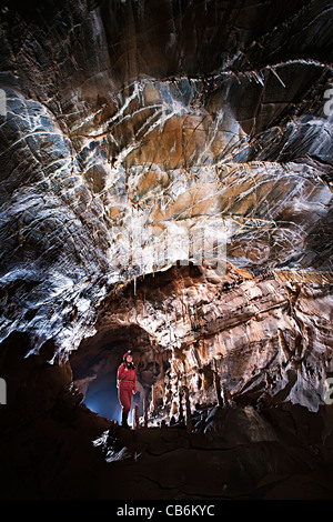 Female caver in southern French cave Stock Photo - Alamy