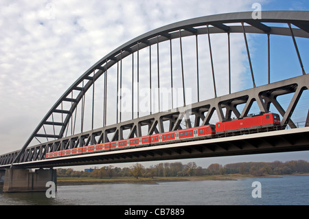 Dusseldorf, Germany. Hammer Railroad Bridge over the Rhine, and old ...