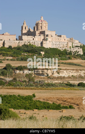 Mdina: walls & view to cathedral Stock Photo - Alamy