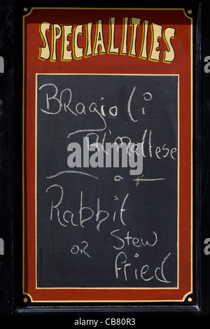 Valletta: traditional menu including rabbit [fenek] Stock Photo - Alamy