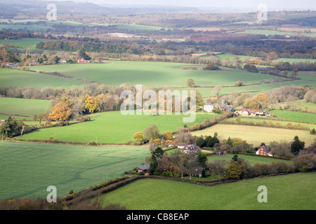 View of South Harting village from Harting Down, South Downs, West ...