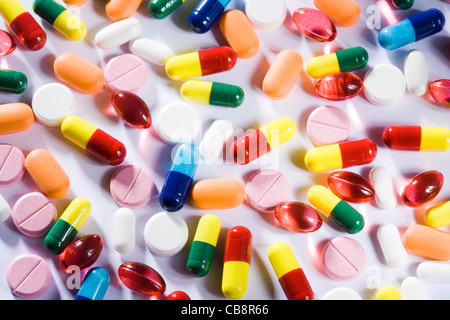 Close up of many colorful pills and capsules Stock Photo - Alamy