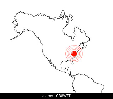 North America earthquake, map of continent on white Stock Photo - Alamy