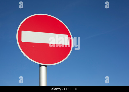 Red and white british no entry road sign Stock Photo - Alamy
