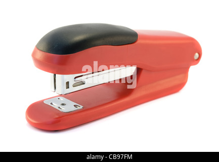 red Industrial stapler isolated on white background Stock Photo - Alamy