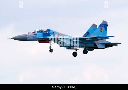 Sukhoi Su-27UB operated by the Ukraine Air Force, airbrake extended ...
