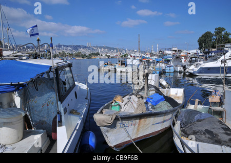 Israel, Bay of Haifa, The Kishon Port. used by fisherman and yacht ...