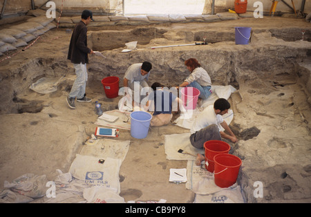 Archaeologists at the Neolithic site of Catalhoyuk central Anatolia ...