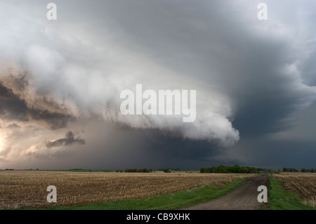 Severe thunderstorm over northern Kansas as a tornado develops under ...
