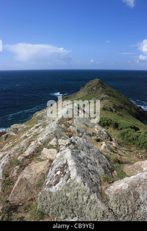 knife edge sea headland granite sky lichen cudden Cornwall penwith ...