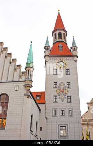 Marienplatz City Hall Tower Clock In Germany Stock Photo - Alamy