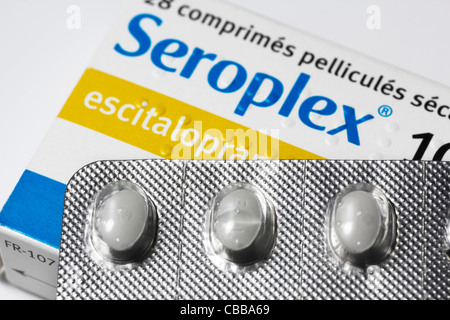 Seroplex anti-depressant tablets (French trade name for Escitalopram ...