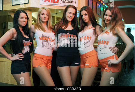 The first branch of Hooters restaurant in Prague, Czech Republic on Jun ...
