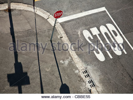 Stop sign at intersection Stock Photo: 19084189 - Alamy