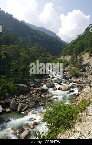 Birethanti village, and Modi River valley, Annapurna Sanctuary Region ...