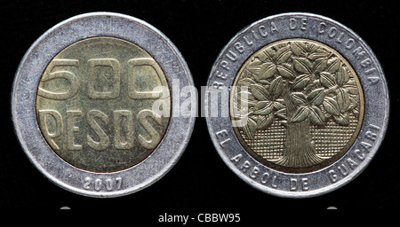 500 pesos coin, Guacari tree, Colombia, 2007 Stock Photo - Alamy