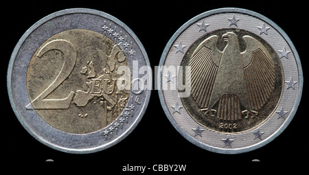 Two euro coin of Germany with the eagle symbol, minted annually since ...