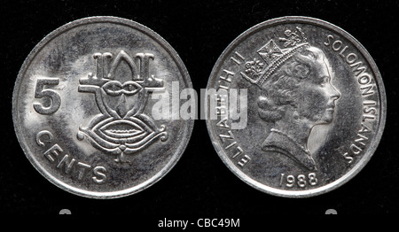 Obverse and reverse of 1988 five cents cupronickel us coin isolated on ...