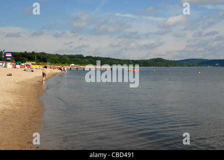 People visit the beach of the Baltic Sea during hot weather in ...