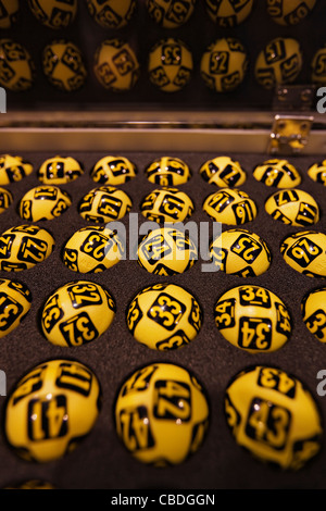 Lottery balls used for game Sportka of Sazka lottery company, pictured ...