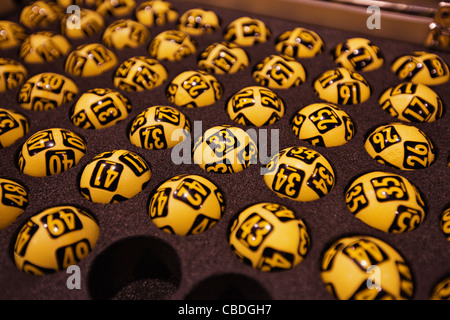 Lottery balls used for game Sportka of Sazka lottery company, pictured ...