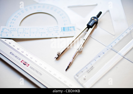 Compass, compasses, rule, ruler, triangle, protractor. Drafting ...