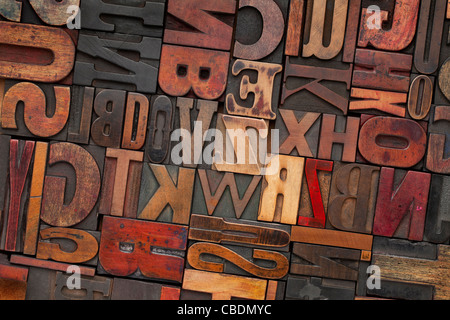 antique letterpress printing blocks with color ink patina, random ...