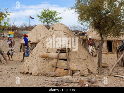 Mucubal tribe women in their village, Namibe Province, Virei, Angola ...
