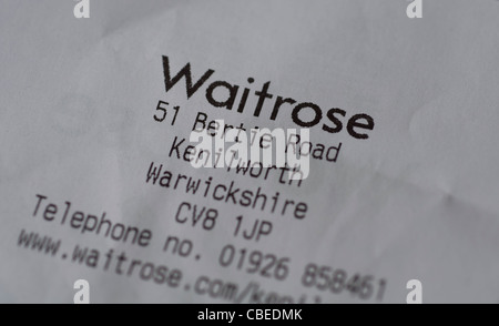 Waitrose supermarket till receipt Stock Photo - Alamy