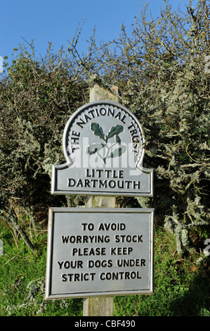 A National Trust sign at Little Dartmouth Stock Photo - Alamy