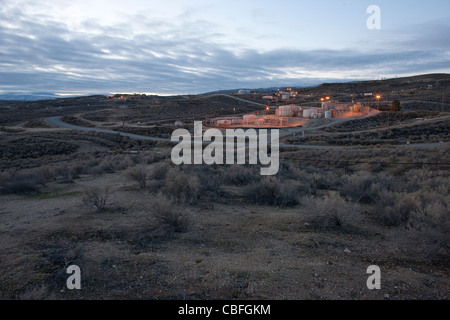 An oil holding and processing facility on the Midway-Sunset oil field ...