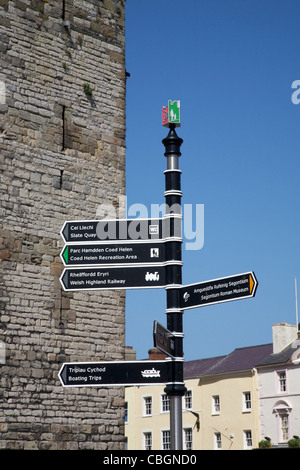 Tourist Signpost Caernarfon Gwynedd Wales Stock Photo - Alamy