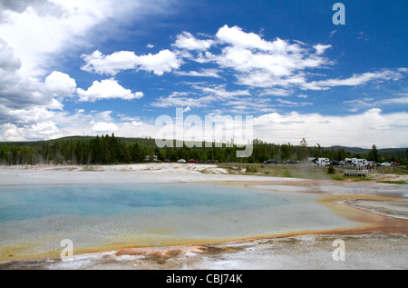 Black Sand Geyser Basin in winter- Opalescent Pool, Yellowstone ...