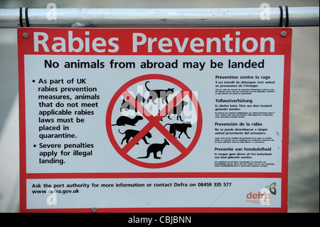 Rabies prevention sign for the UK Stock Photo - Alamy
