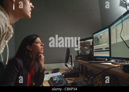 Correspondent Hoda Abdel-Hamid (far right), and editor Zoe Davis in an ...