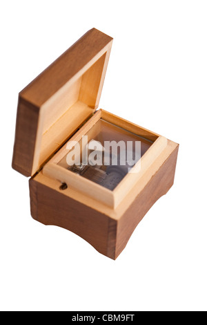 Wooden music box on white background Stock Photo - Alamy