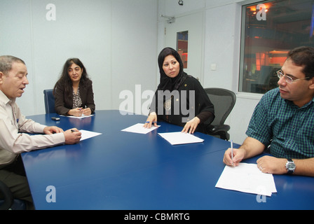 A news planning meeting at Al Jazeera Television (arabic channel ...